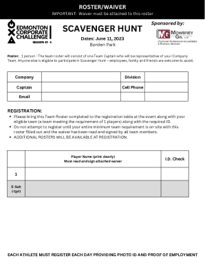 Fillable Online Team Waiver/Roster Form Fax Email Print - pdfFiller