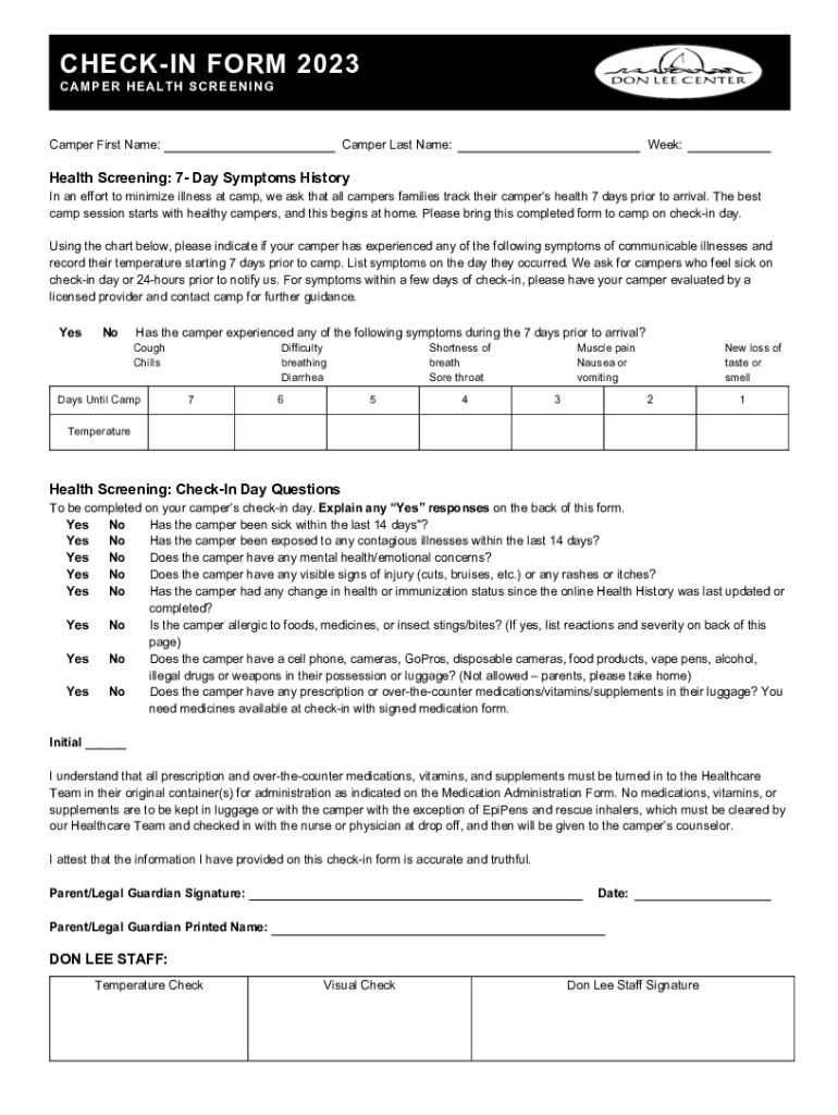 Fillable Online HEALTH SCREENING FORM Fax Email Print - pdfFiller
