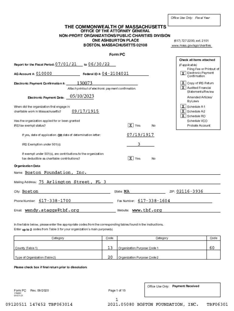 Fillable Online Massachusetts form pc-f - Rusitto Fax Email Print ...