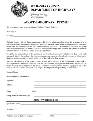 Fillable Online adopt a highway permit form Fax Email Print - pdfFiller