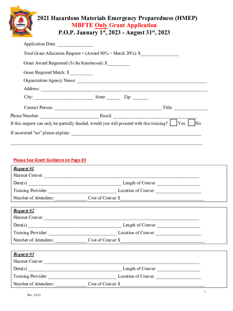 Fillable Online Hazardous Materials Emergency Preparedness (HMEP) Grant ...