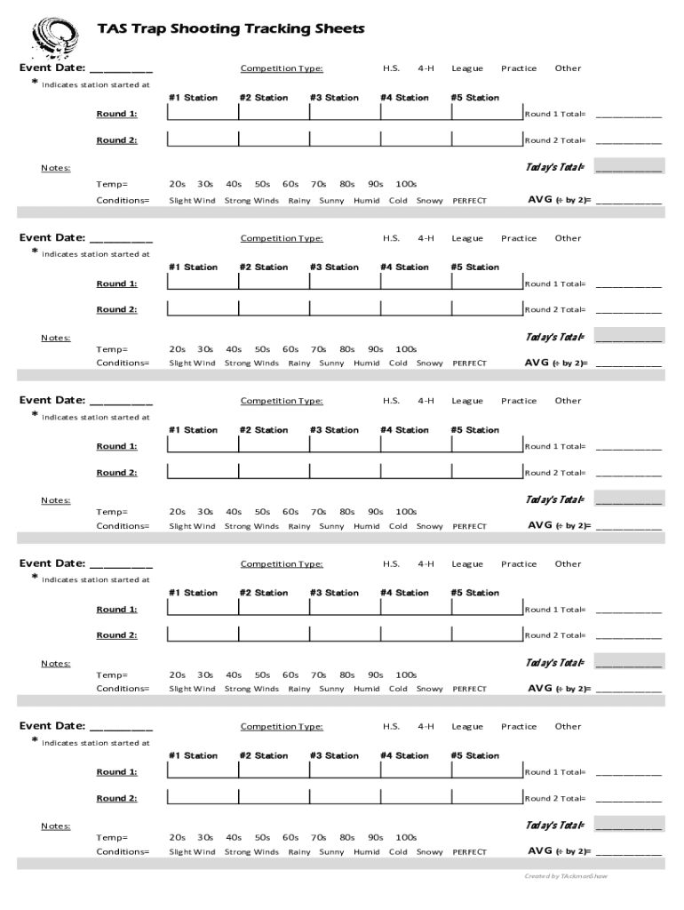 Fillable Online TAS Trap Shooting Tracking Sheet.xlsx Fax Email Print ...