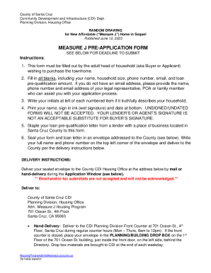 Fillable Online MEASURE J PRE-APPLICATION FORM Fax Email Print - pdfFiller