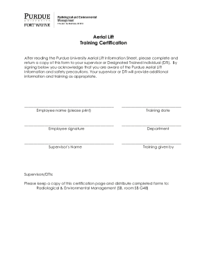 Fillable Online Certification of aerial lift operators.Occupational Safety ... Fax Email Print ...