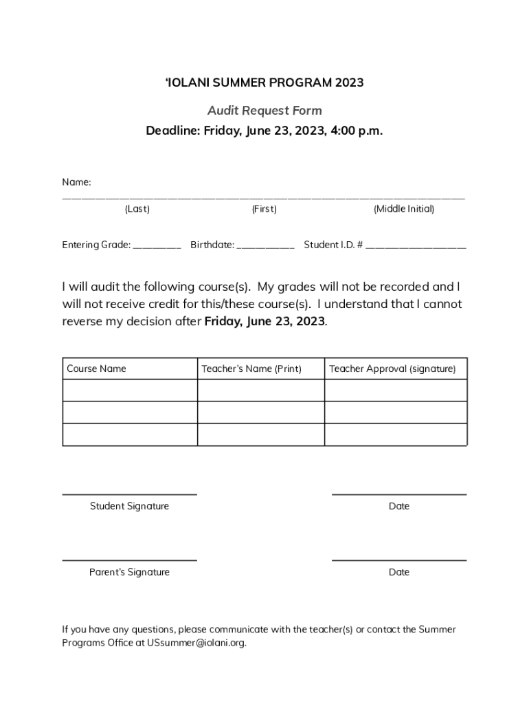 Fillable Online 2023 Audit Form Fax Email Print - pdfFiller