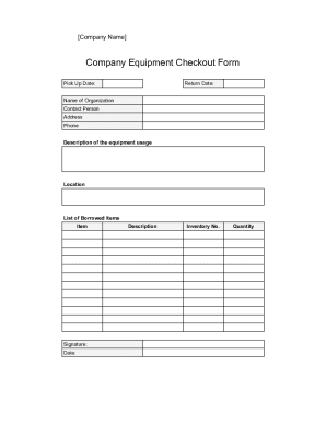 Fillable Online Equipment Checkout Form Templates: Download & Print ...