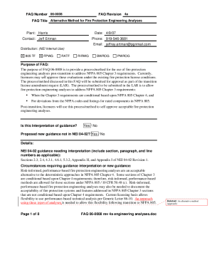 Fillable Online NFPA-805 Transition Pilot Plant FAQ 06-0008, Revision 4 ...