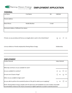 Fillable Online FME Employment Application.xlsx Fax Email Print - pdfFiller