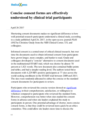 Fillable Online Concise consent forms are effectively understood by ...