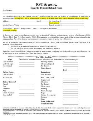 Fillable Online Security Deposit Refund Form Fax Email Print - pdfFiller