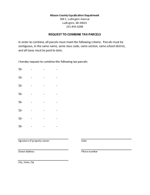 Fillable Online Request to Combine Tax Parcels Form Fax Email Print ...