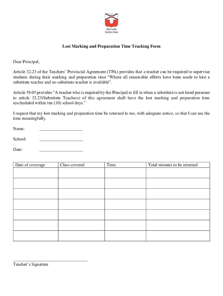 Fillable Online Lost Marking and Preparation Time Tracking Form Fax ...
