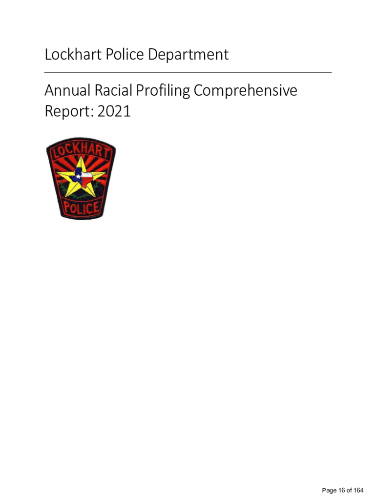 Fillable Online Lockhart Police Department Annual Racial Profiling ...