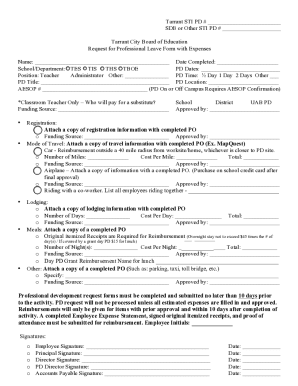 Fillable Online Request for Professional Leave Form without Expenses Fax Email Print - pdfFiller