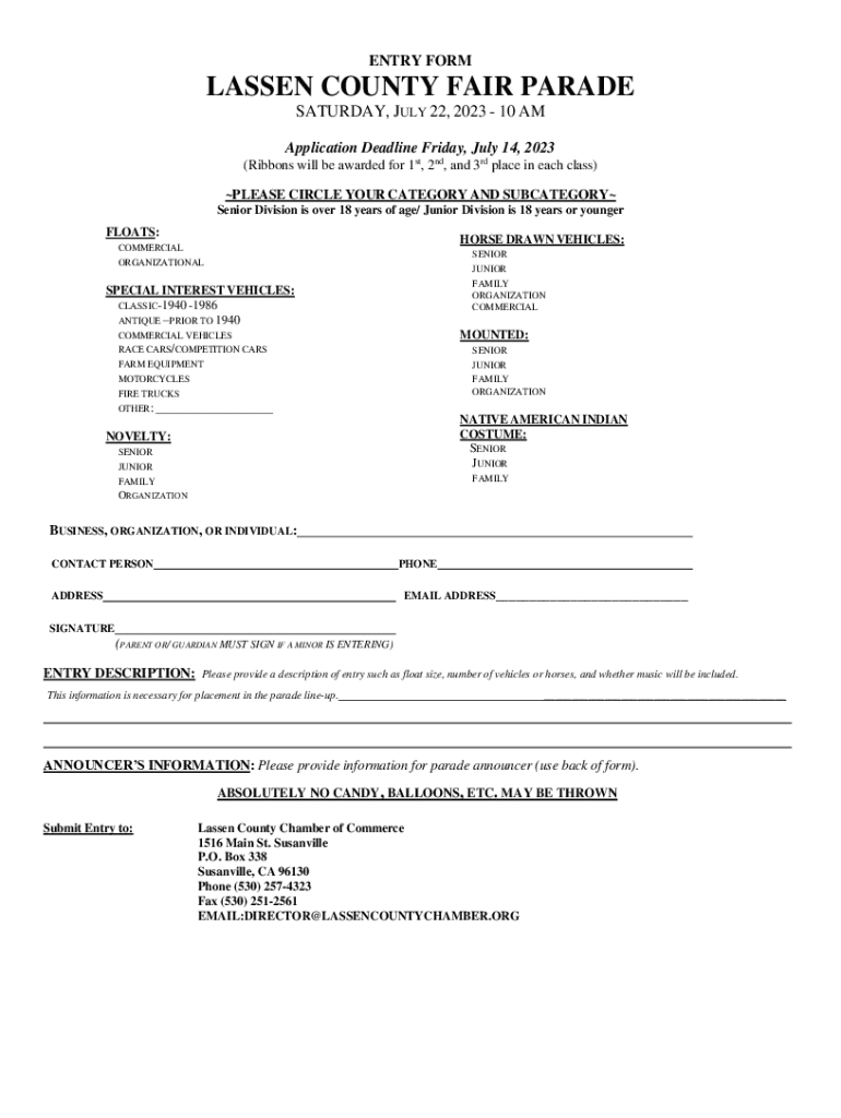 Fillable Online Parade Registration Deadline Fax Email Print - pdfFiller