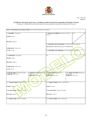 Completable En línea certificado veterinario para la exportacin de carne y ... Fax Email ...