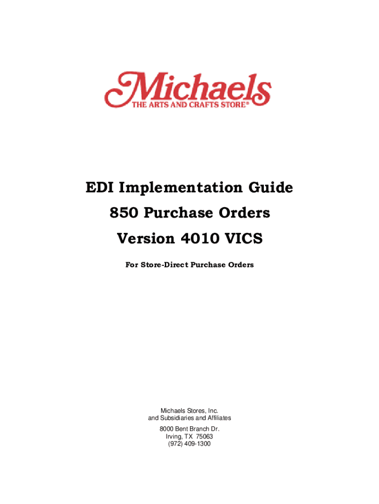 Fillable Online EDI Implementation Guide 850 (version 4010 Fax Email ...