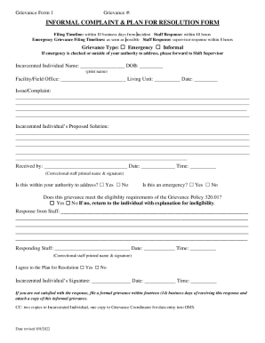 Fillable Online outside vermont INFORMAL COMPLAINT & PLAN FOR ...