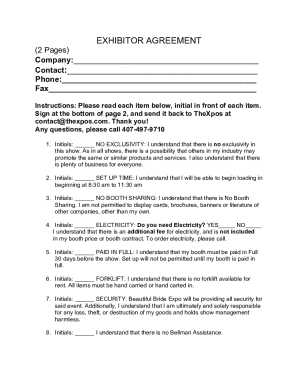 Fillable Online Exhibitor-Agreement.docx Fax Email Print - pdfFiller