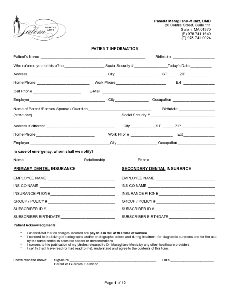 Fillable Online Endodontic Referral Form Salem MA, Referring Doctor Fax Email Print - pdfFiller