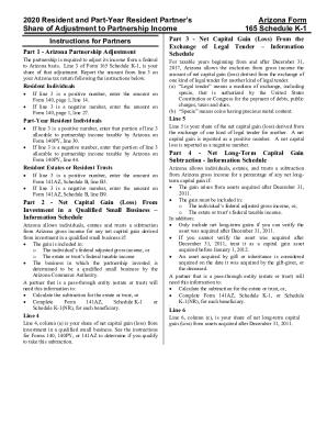 Fillable Online Arizona Form 165 Schedule K-1. Resident Partner's Share ...
