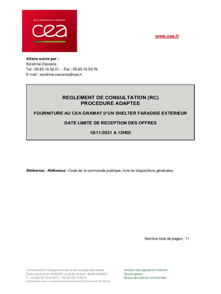 Remplissable En Ligne REGLEMENT DE CONSULTATION (RC) PROCEDURE ... Fax ...