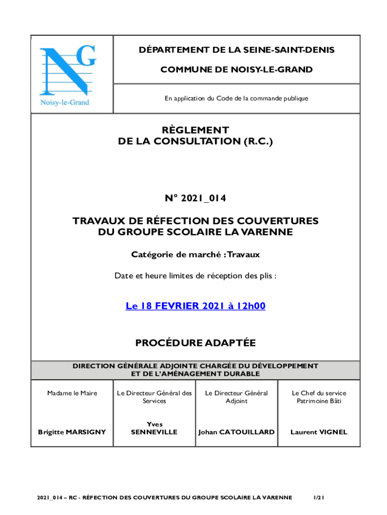 Remplissable En Ligne rglement de la consultation (rc) n 2021014 ...