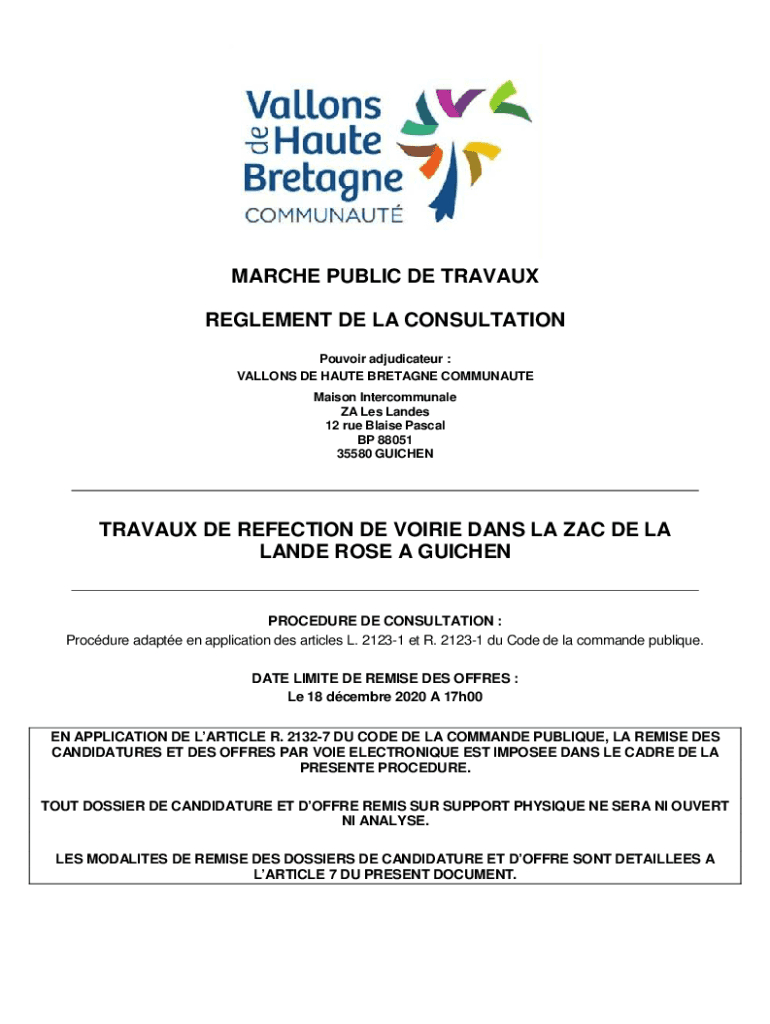 Remplissable En Ligne travaux de refection de voirie dans la zac de la lande rose ... Fax Email ...