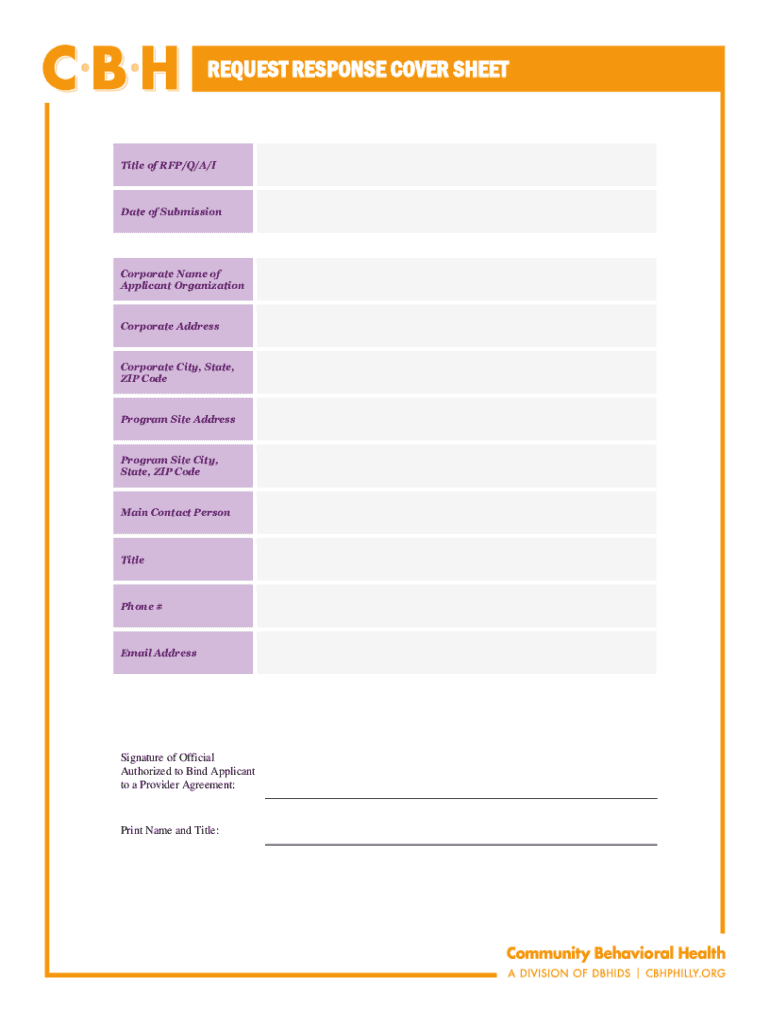 Fillable Online REQUEST RESPONSE COVER SHEET Fax Email Print - pdfFiller