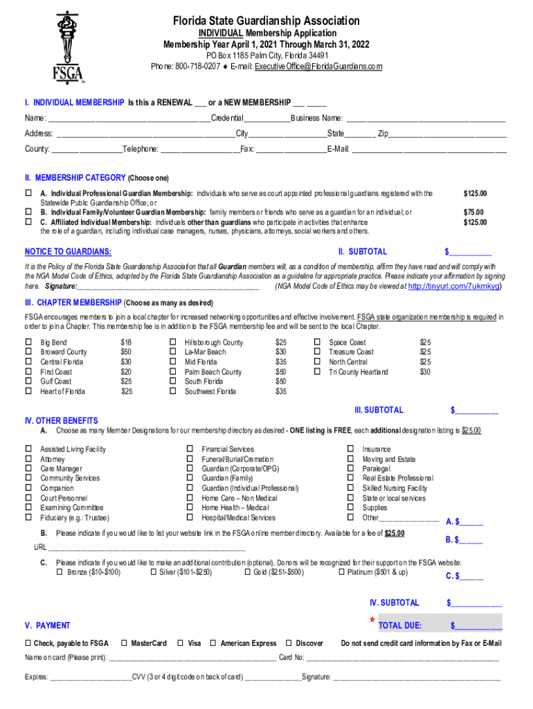 Fillable Online Florida State Guardianship Association's Official ...