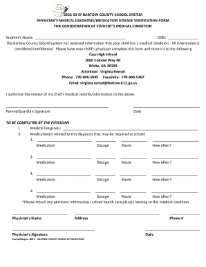 Fillable Online PHYSICIANS MEDICAL DIAGNOSIS/MEDICATION DOSAGE ...