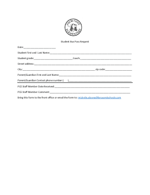 Fillable Online Student Bus Pass Request Form Fax Email Print - pdfFiller