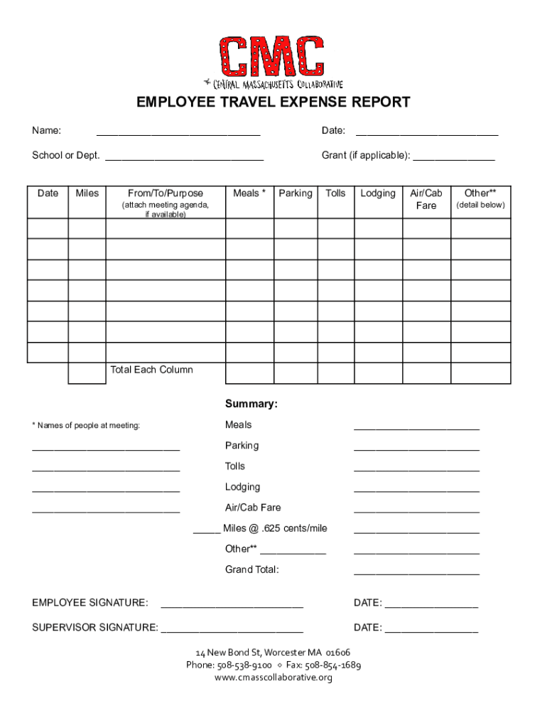 Fillable Online Travel Expense Report/Voucher - Procedure 602.4 Fax ...