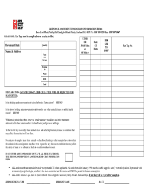 Fillable Online Livestock Movement Form.doc Fax Email Print - pdfFiller