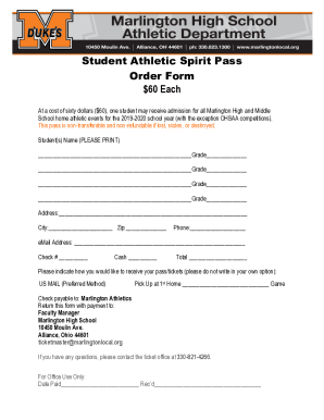 Fillable Online Student Spirit Pass Order Form.docx Fax Email Print ...