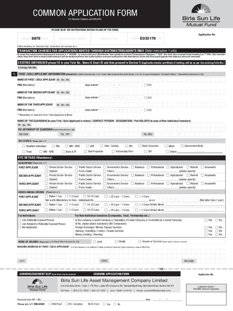 Fillable Online ARN- COMMON APPLICATION FORM Fax Email Print - pdfFiller
