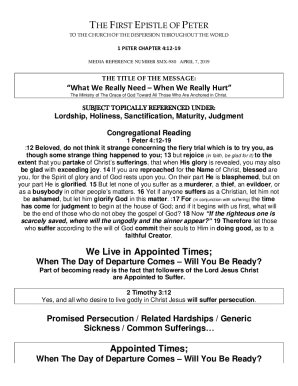 Fillable Online 1 Peter 4:1-6 Arm Yourselves with the Same Way of ...