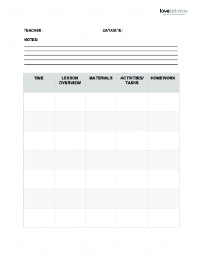Fillable Online Daily Lesson Plan Template. Daily Lesson Plan Template ...