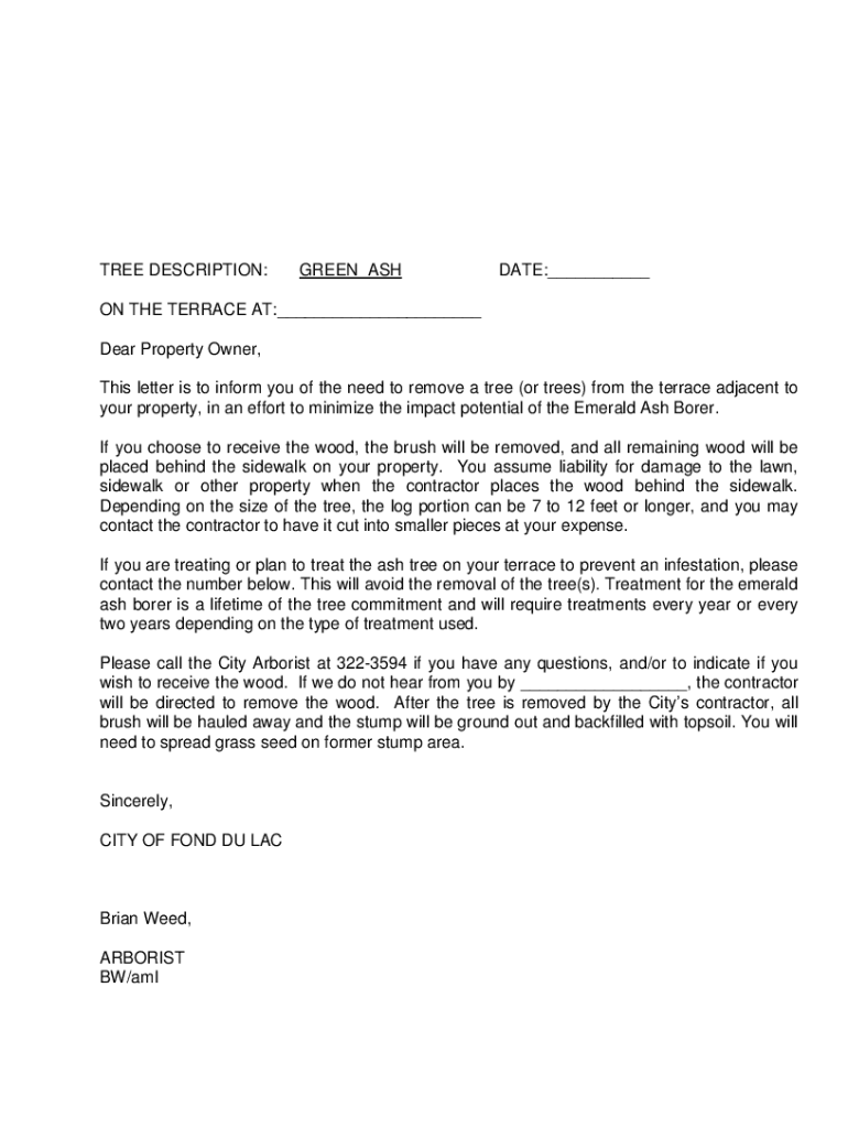 Fillable Online City Tree Ordinance and Right-of-Way Tree Information ...