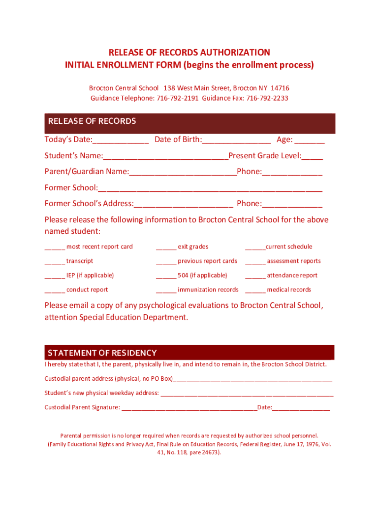 Fillable Online RELEASE OF RECORDS AUTHORIZATION INITIAL ... Fax Email ...