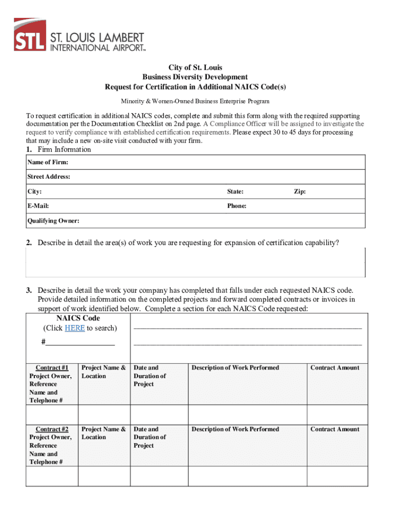 Fillable Online City of St. Louis Business Diversity Development ...