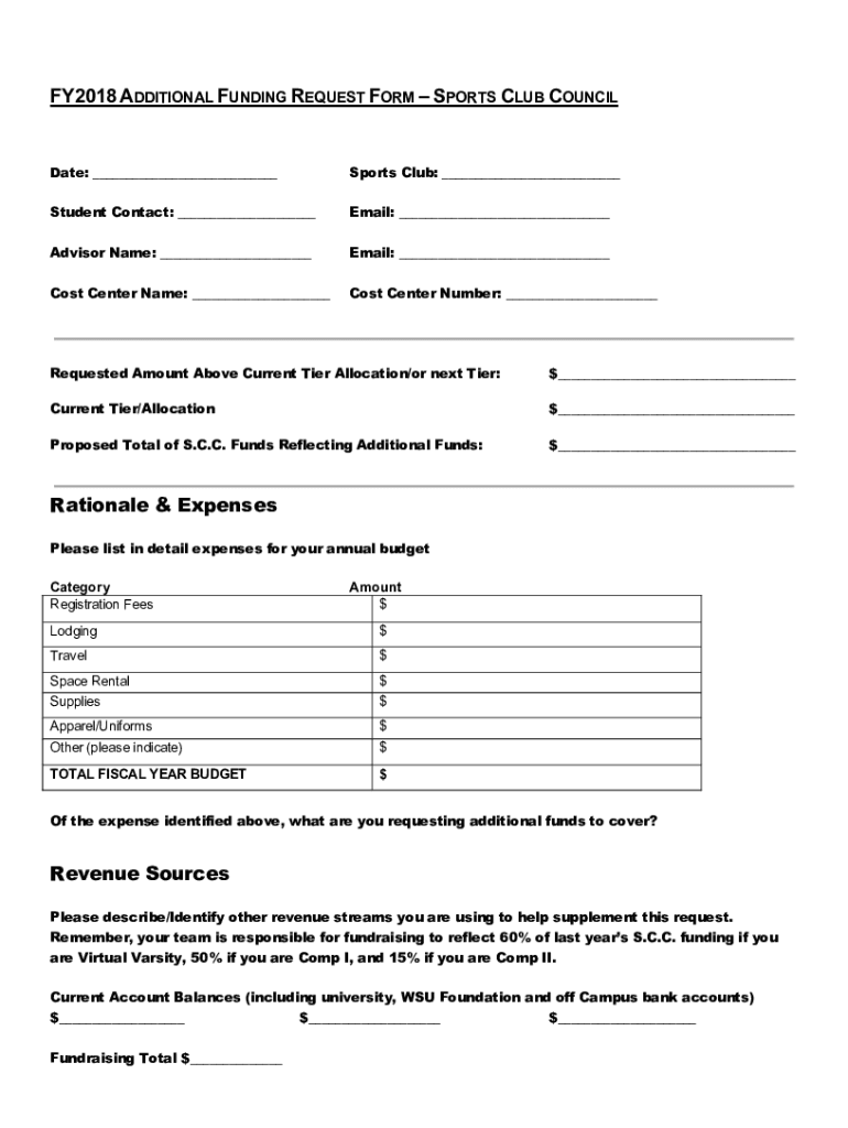 Fillable Online FY2018 Request for Adtl Funding.docx Fax Email Print ...