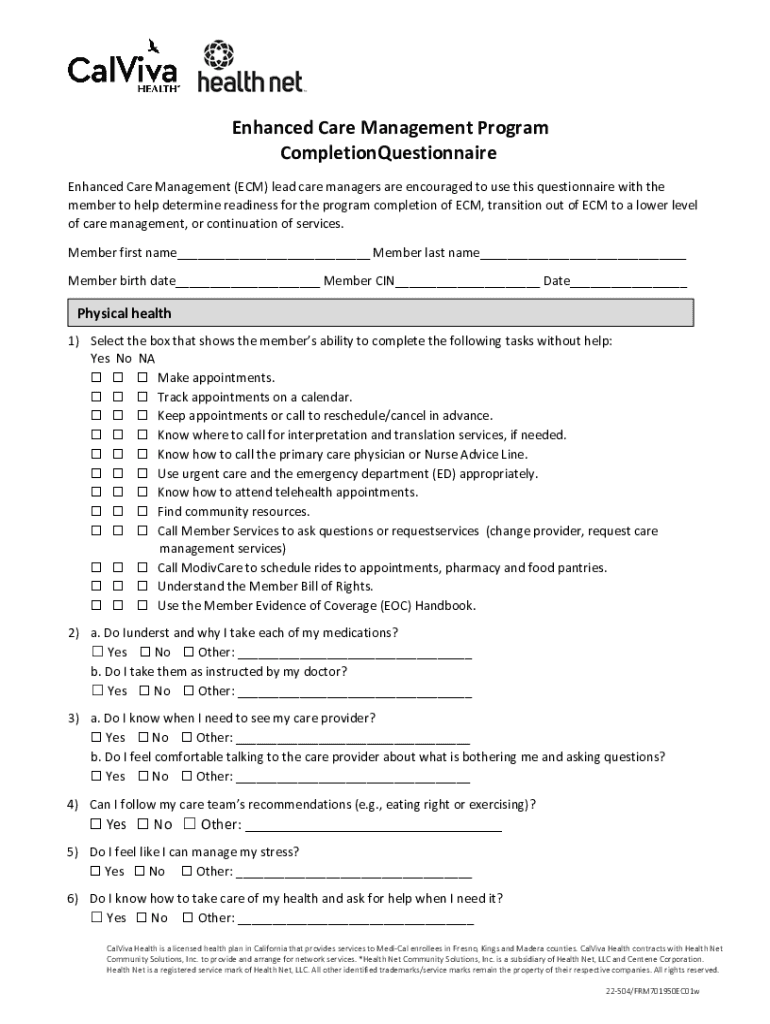 Fillable Online Enhanced Care Management Program Member Referral ... Fax Email Print - pdfFiller