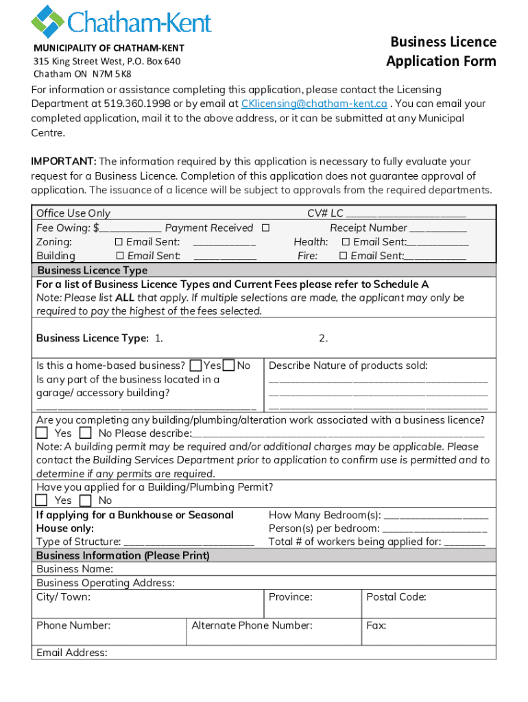 Fillable Online Fillable Online chatham-kent Business Licence ... Fillable Online Fillable Online chatham-kent Business Licence ...
