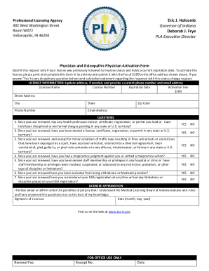 Fillable Online Physician and Osteopathic Physician Activation Form Fax ...