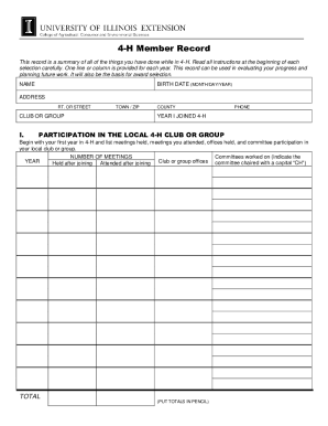 Fillable Online extension illinois 4-H Record Book Handbook - OSU ...