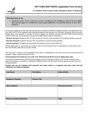Fillable Online KEY CARD BUS TRAVEL Application Form Fax Email Print - pdfFiller