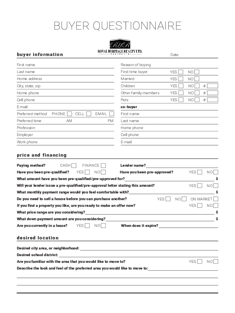 Fillable Online crm agentlocator The Buyer Questionnaire Top Agents Use to Build Rapport ... Fax ...