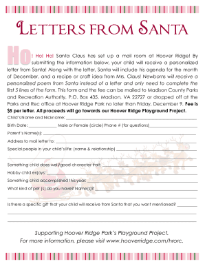 Fillable Online Santa Claus Mailing Address: Letters From the North ...