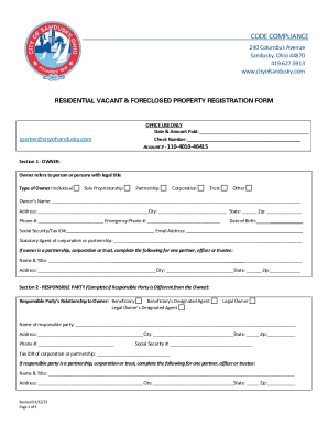Fillable Online Residential Vacant and Foreclosed Property Registration ...